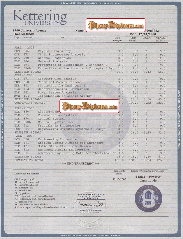 Buy Fake College Transcripts - Order and FAQ